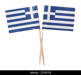 Small national flags of the Greece on a white background Stock Photo ...