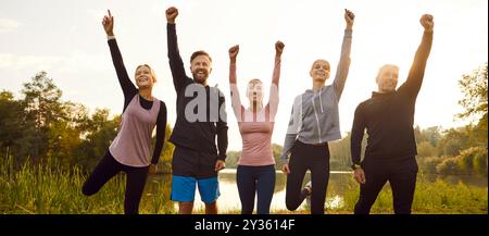 Friends fitness training together outdoors living active healthy Stock ...