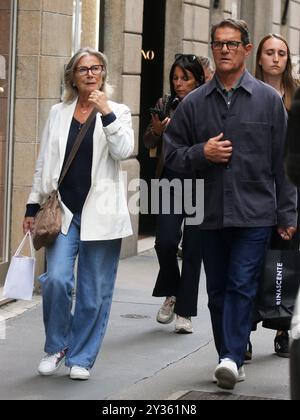 Fabio Capello walks with his wife Laura in via Montenapoleone Stock ...