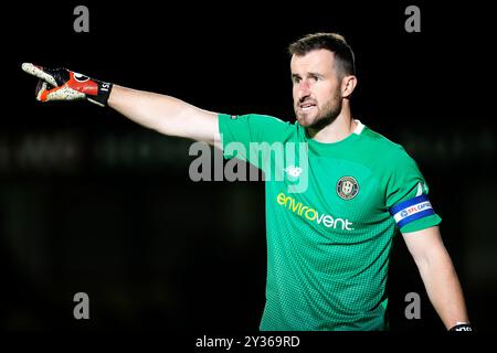 Harrogate Town goalkeeper James Belshaw celebrates after the Emirates ...