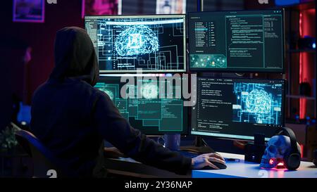 Hacker running artificial intelligence spyware software designed to ...