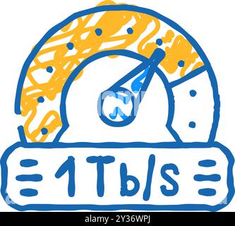 terabyte internet speed future technology icon doodle illustration ...