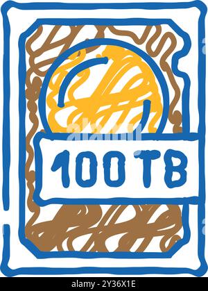 100 terabyte hard drive future technology icon doodle illustration ...