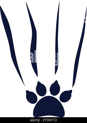Animal paw print silhouette with scratches and claw markings. talons ...
