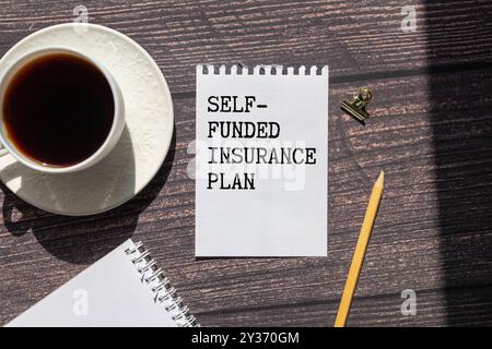 Self Funded Insurance text quote on card, concept background Stock ...