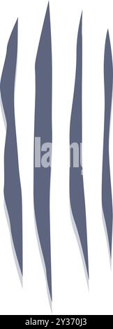 Four claw marks are slashing through a white background, leaving behind ...