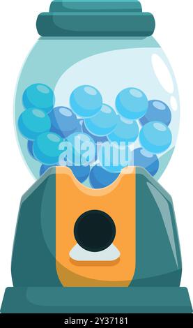 Round bubble gum dispensing machine with yellow and red chewing gum ...