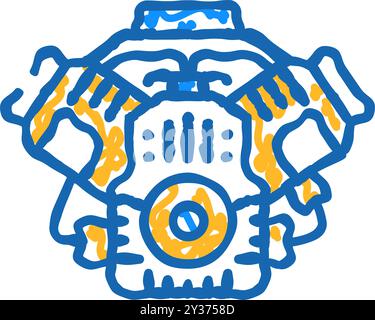 car engine car mechanic icon doodle illustration Stock Vector Image ...