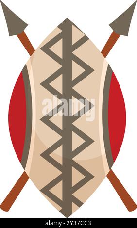 Ethnic Tribal Shield and Crossed Spears Vector Illustration Stock ...