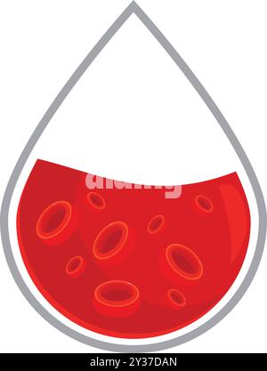 Red blood cells flowing inside a blood drop shape outline representing ...
