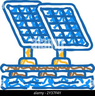 floating solar panel icon doodle illustration Stock Vector Image & Art ...