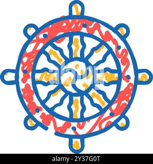 dharma wheel dharmachakra icon color illustration Stock Vector Image ...