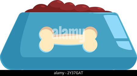 Pet bowl with bone on it full of dog food. Pixel perfect, editable ...