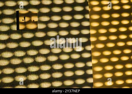 Sunset Glow: Power of Light. Blinds reflection on the wall. Pattern and ...