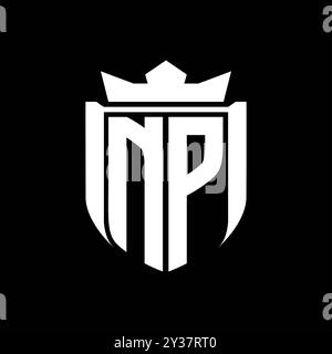 NP Letter logo with abstract shield shape with square white outline on ...