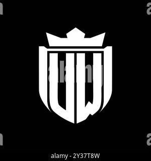 UW Letter logo with abstract shield shape with square black outline on ...