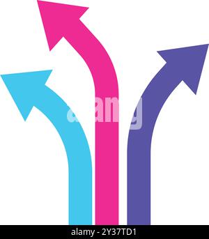 Three colorful arrows up point Three-way direction. Right, left ...