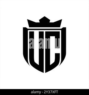 UC Letter logo with shield shape with geometric crown inside white ...