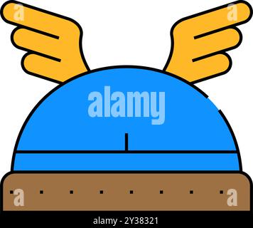 winged viking helmet color icon vector. winged viking helmet sign ...