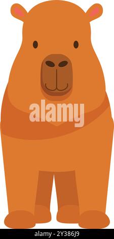 A simple, cartoon illustration of a capybara standing on a white ...