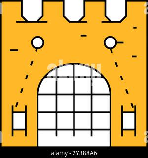 grid goal of ancient castle icon doodle illustration Stock Vector Image ...