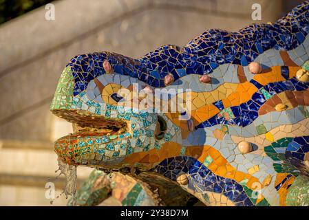The Dragon Stairway. Park Guell by Antoni Gaudi architect. Barcelona ...