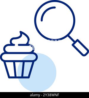 Cupcake and magnifying glass. Ingredient check for dietary preferences ...