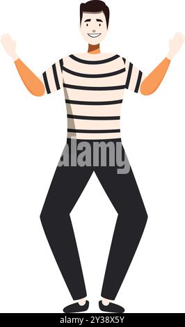 Male mime artist wearing traditional makeup and costume is gesturing ...