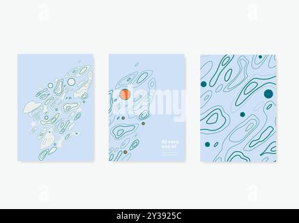 Vector modern landscape geodesy and topography map. Cover template ...