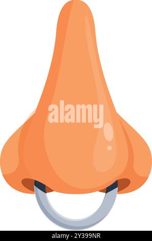 Cartoon illustration of a human nose with a piercing showing body ...