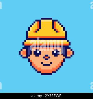 construction helmet builder game pixel art vector illustration Stock ...