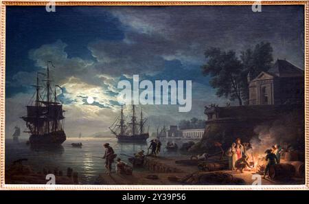 Joseph Vernet - Night - Seaport by Moonlight Stock Photo - Alamy