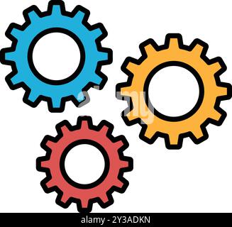 cartoonish drawing of gears in a line style Stock Vector Image & Art ...