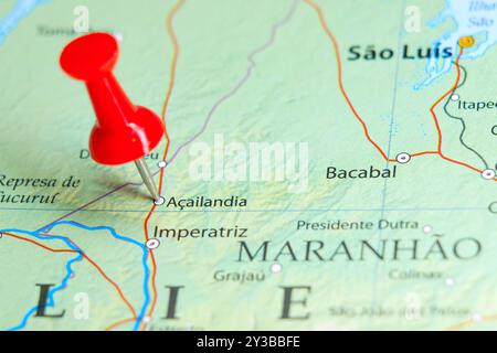 Maranhao, Brazil pin on map Stock Photo - Alamy
