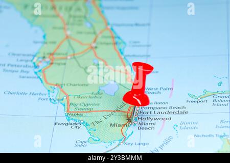 Miami, Florida pin on map Stock Photo - Alamy