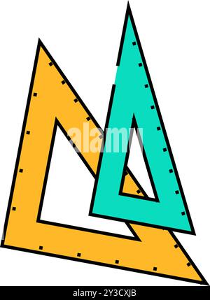 drafting triangle architectural drafter icon doodle illustration Stock ...