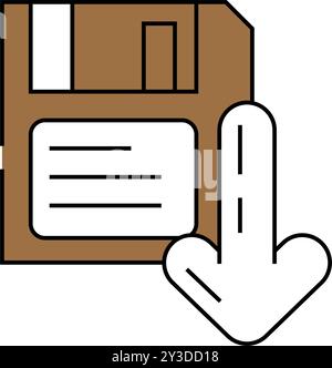 floppy disk saving loading data line icon vector illustration Stock ...