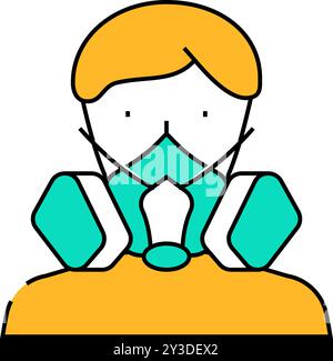 mining mask face color icon vector. mining mask face sign. isolated ...