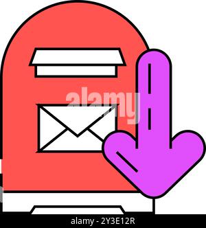 open letter box loading mailbox line icon vector. open letter box ...