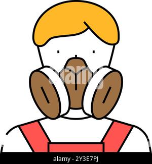 smoke mask face color icon vector. smoke mask face sign. isolated ...