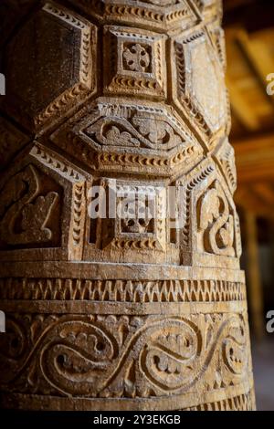 Uzbekistan, Khiva - May 10, 2019: Close up View to the Wooden Pattern ...