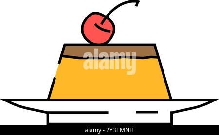 spanish flan spanish cuisine color icon vector. spanish flan spanish ...