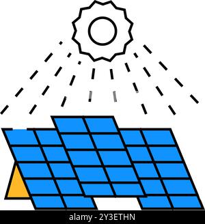 sun rays solar panel color icon vector illustration Stock Vector Image ...