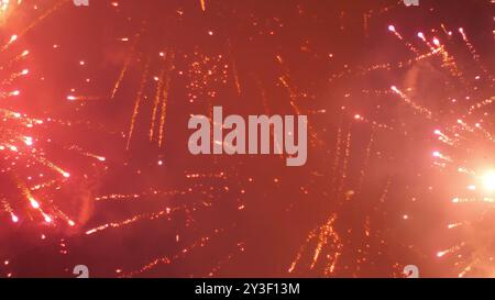 Beautiful fireworks display creates a joyful celebratory energetic ...