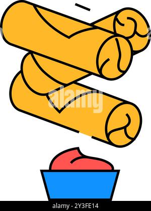egg roll fast food color icon vector. egg roll fast food sign. isolated ...
