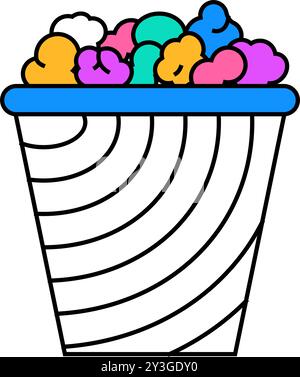 sweet rainbow popcorn food icon doodle illustration Stock Vector Image ...