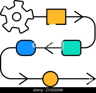production stages at enterprise color icon vector. production stages at ...