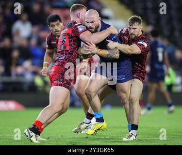 Sam Luckley #26 of Hull KR arrives at The MKM Stadium ahead of the ...