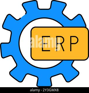 erp working processing color icon vector. erp working processing sign ...