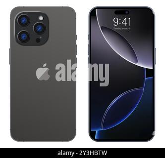 Iphone 16 pro max mockup. Back and front side of the phone. Deep white ...